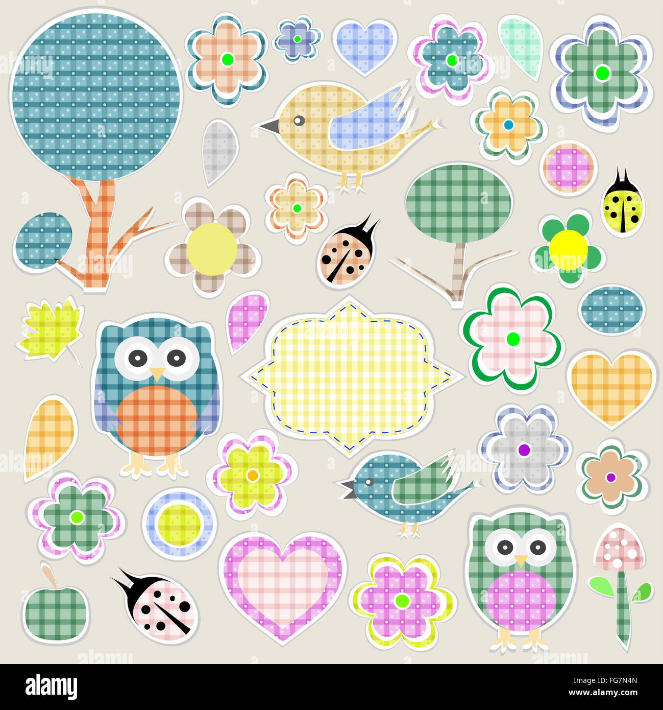 Nature textile stickers set Stock Photo - Alamy