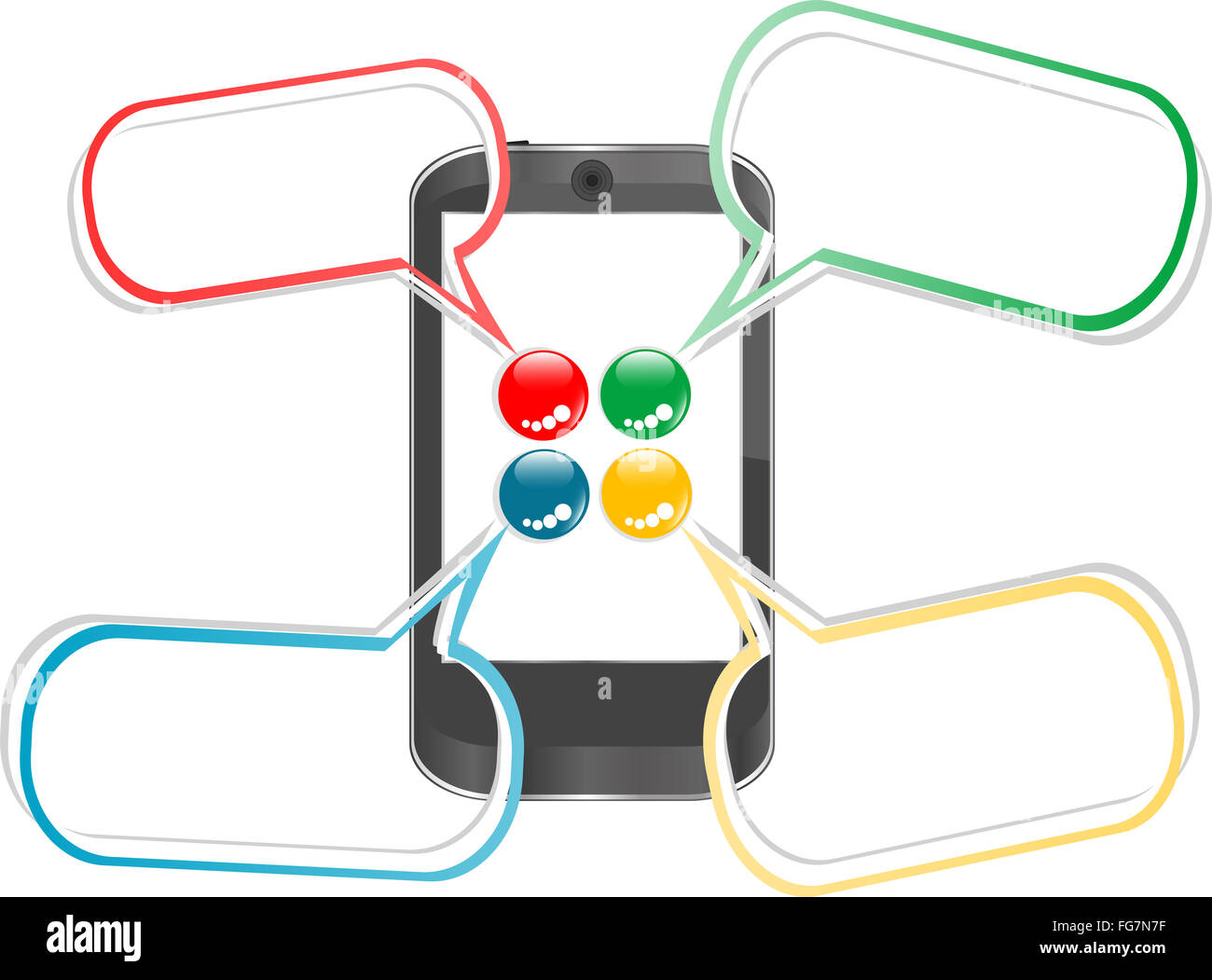 vector smart phone with speech bubbles Stock Photo - Alamy