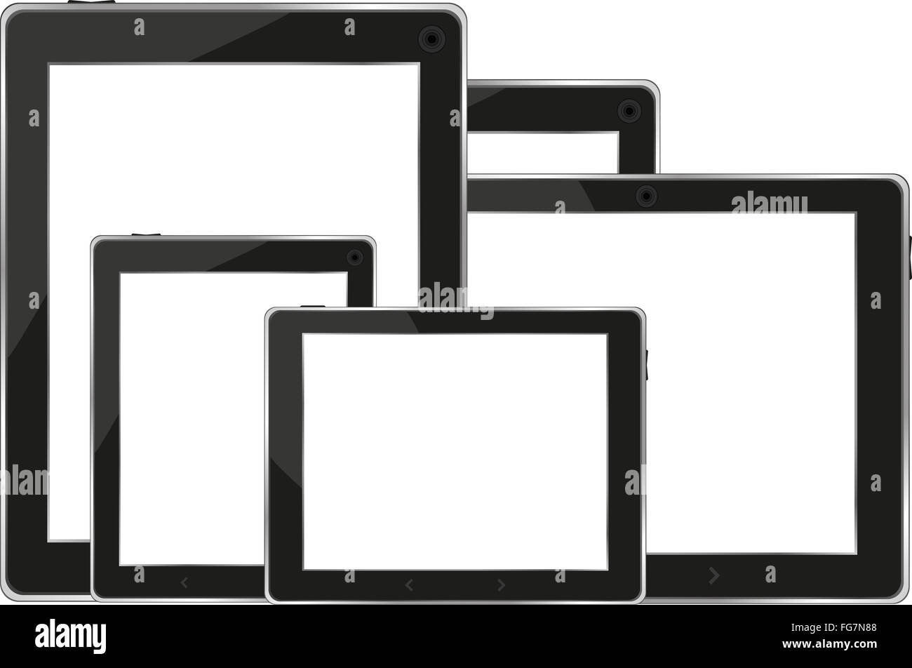 Set of digital tablets with blank screen isolated on white Stock Photo ...