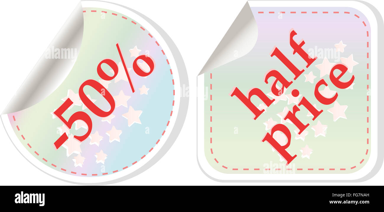 Half price sale stickers set Stock Photo - Alamy