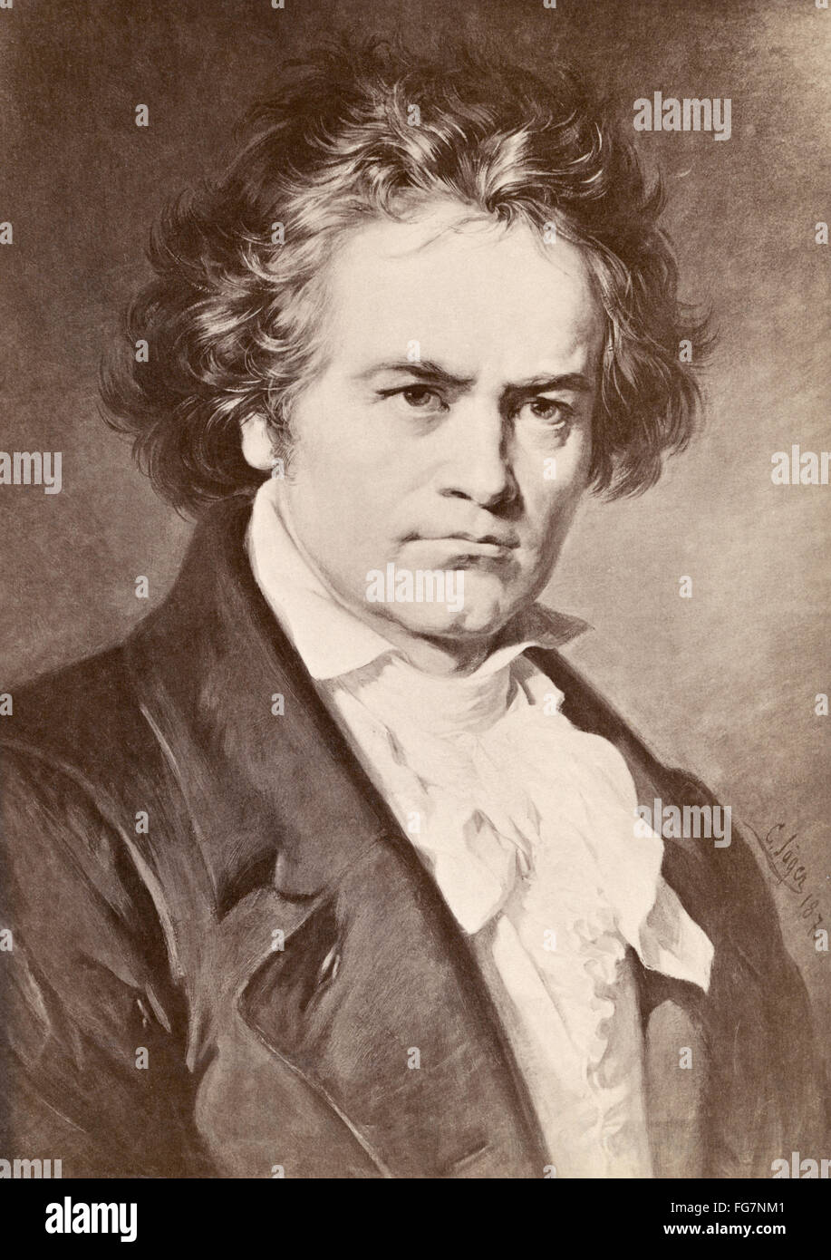 LUDWIG van BEETHOVEN /n(1770-1827). German composer. Painting, 1870 ...