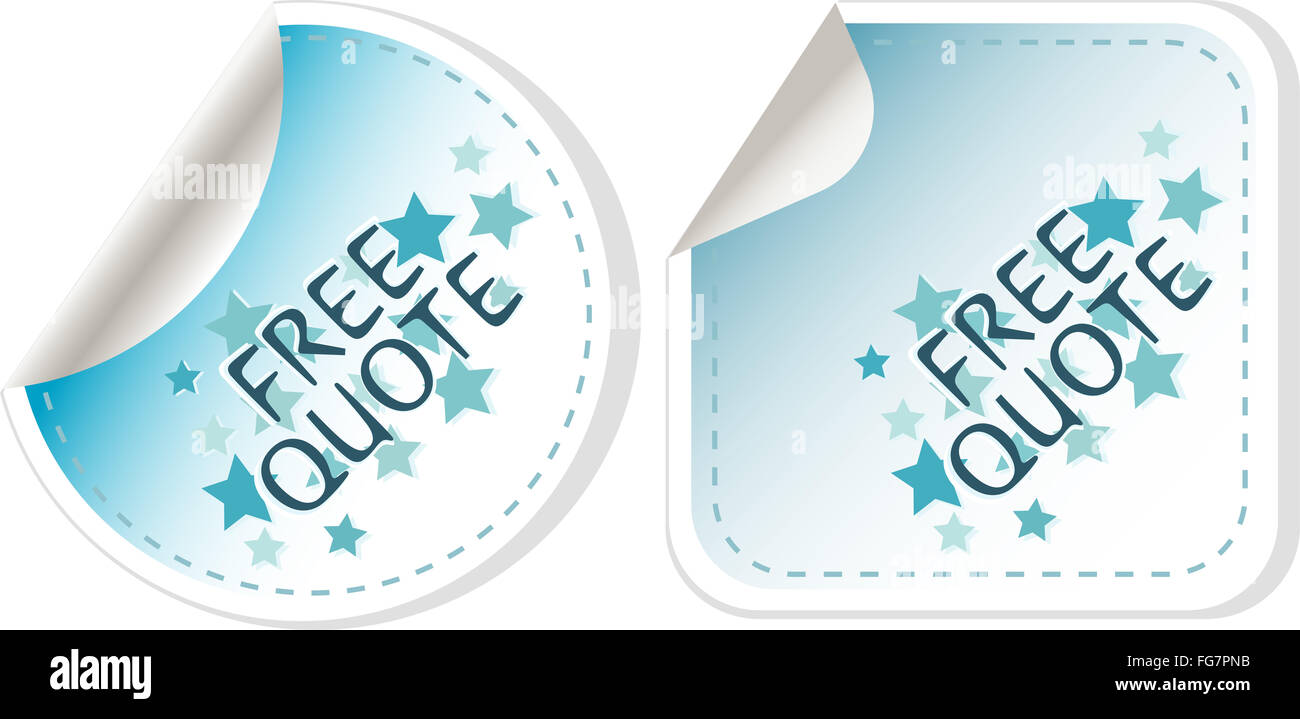 free quote blue sticker icon button sign. vector Stock Photo - Alamy