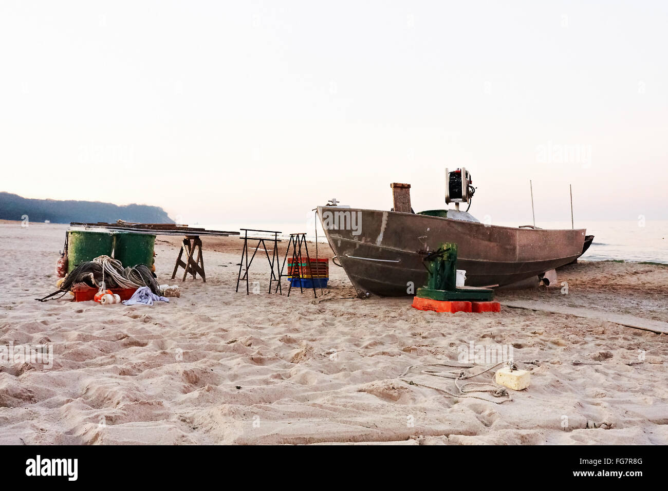 fish boat on the beach Stock Photo - Alamy
