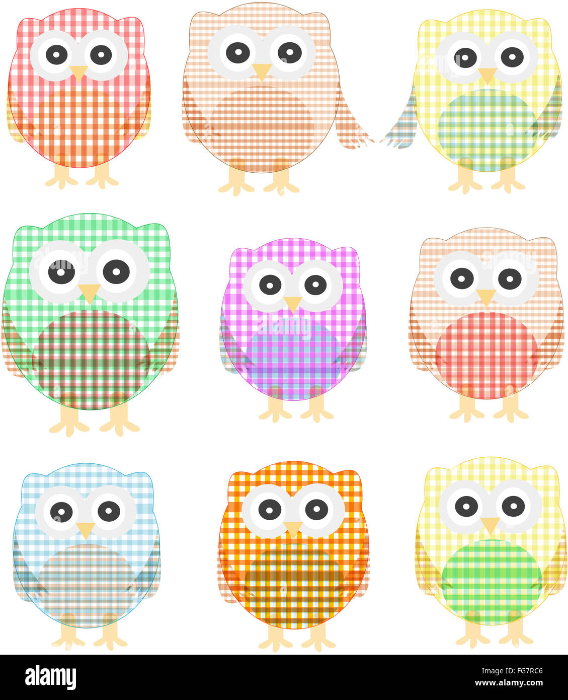 owls icon set isolated on white Stock Photo - Alamy