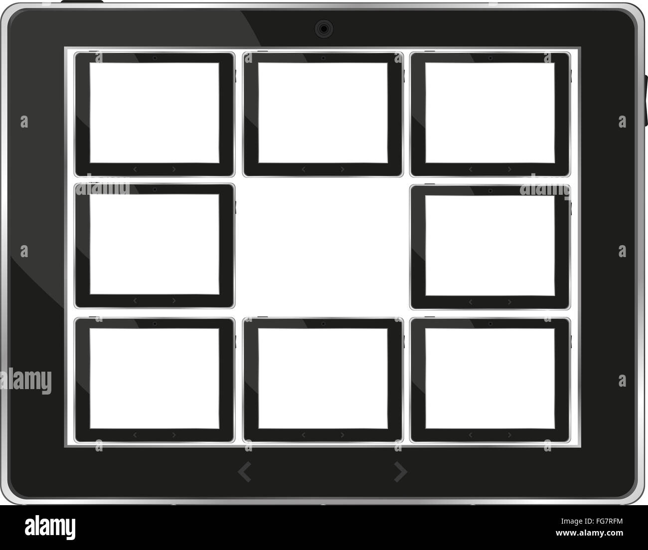 Black vector tablet pc set with white screen Stock Photo - Alamy