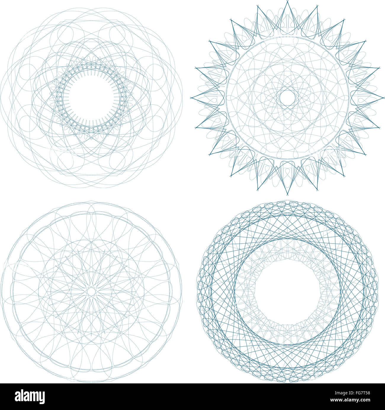 A set of vector guilloche blue seal, pattern for currency Stock Photo ...