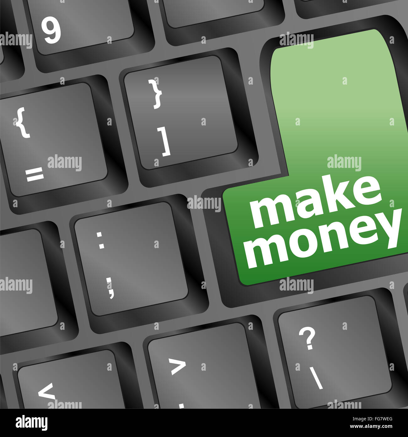 Keyboard - green key Make money, business concept Stock Photo - Alamy
