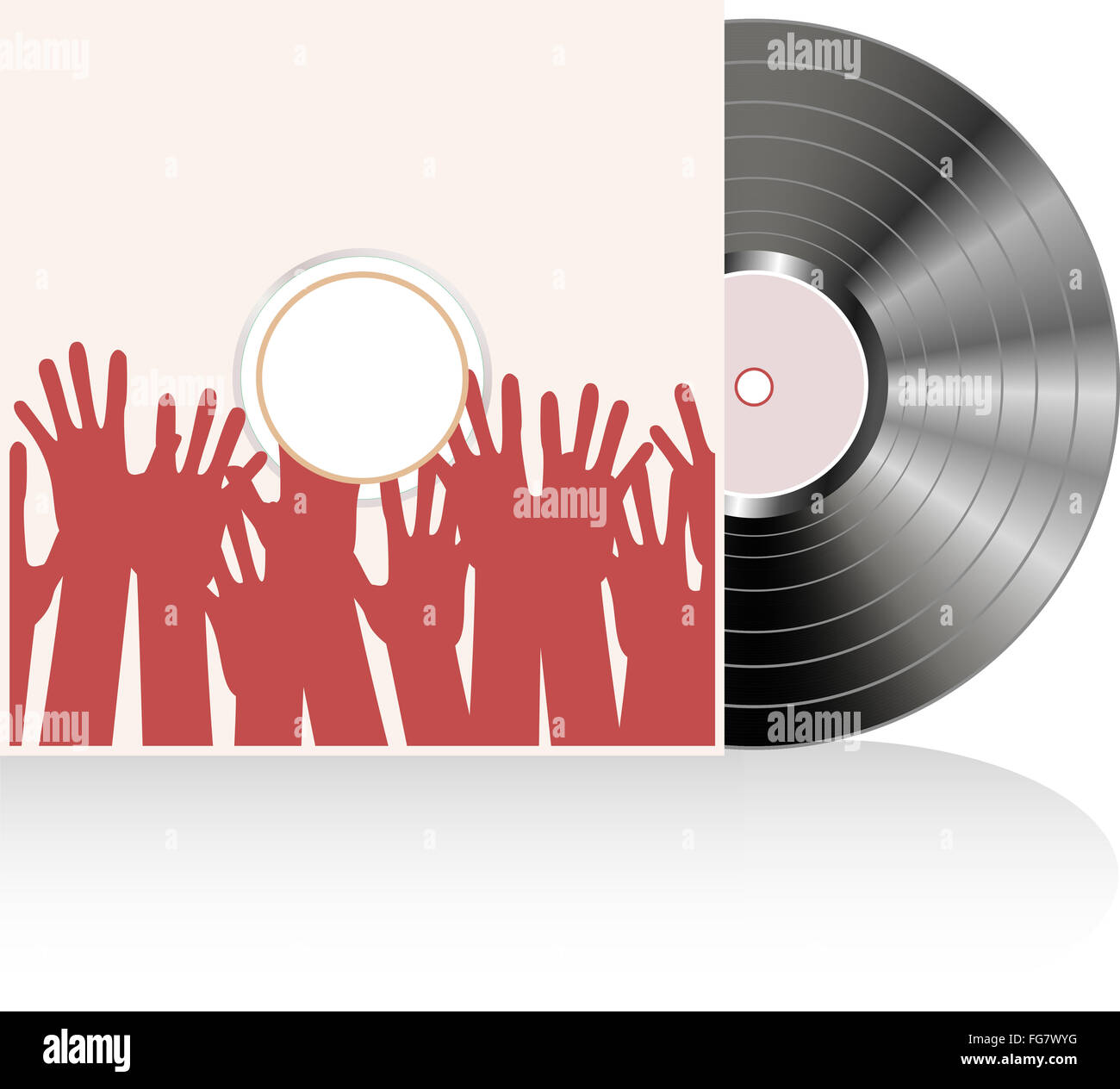 Vinyl disc cover in many human hands. Vector Stock Photo - Alamy