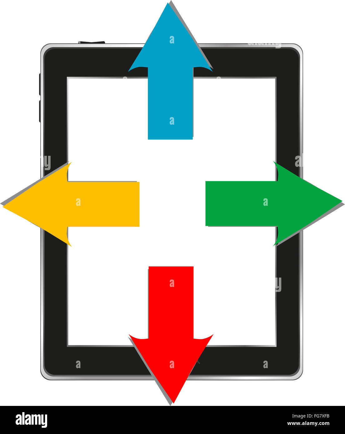 Vector illustration of tablet pc with arrows. business Stock Photo - Alamy