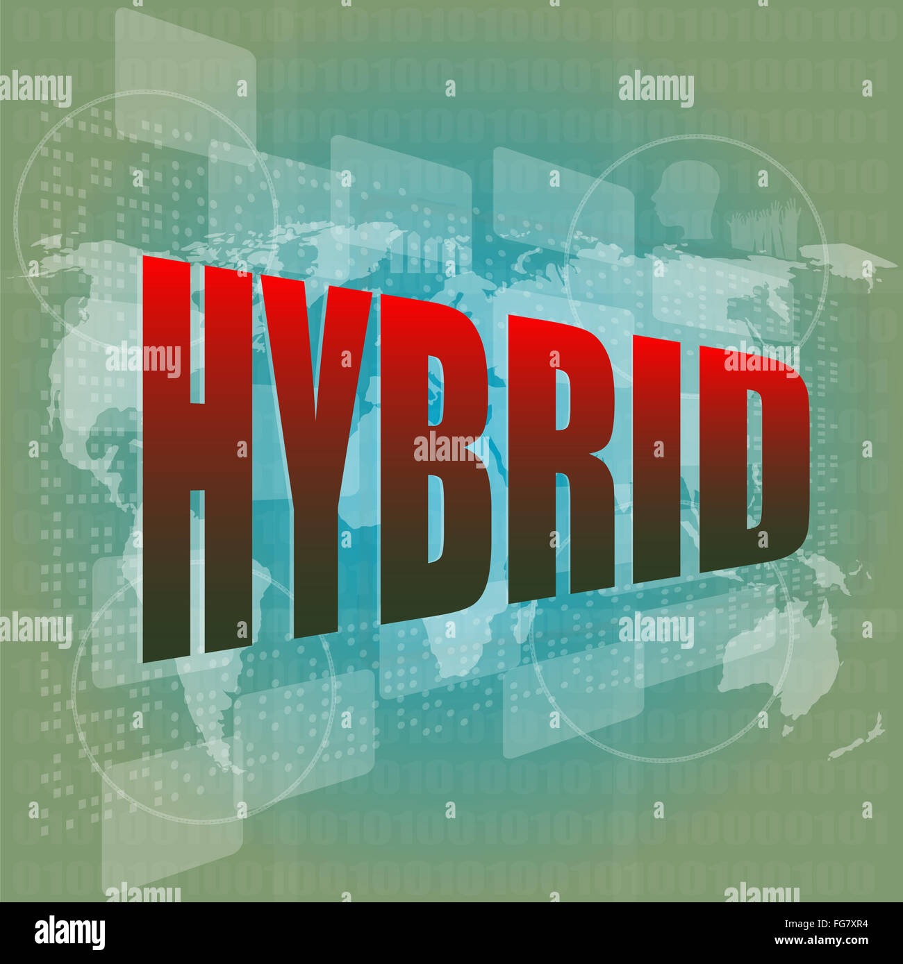 The word hybrid on digital screen, business concept Stock Photo - Alamy