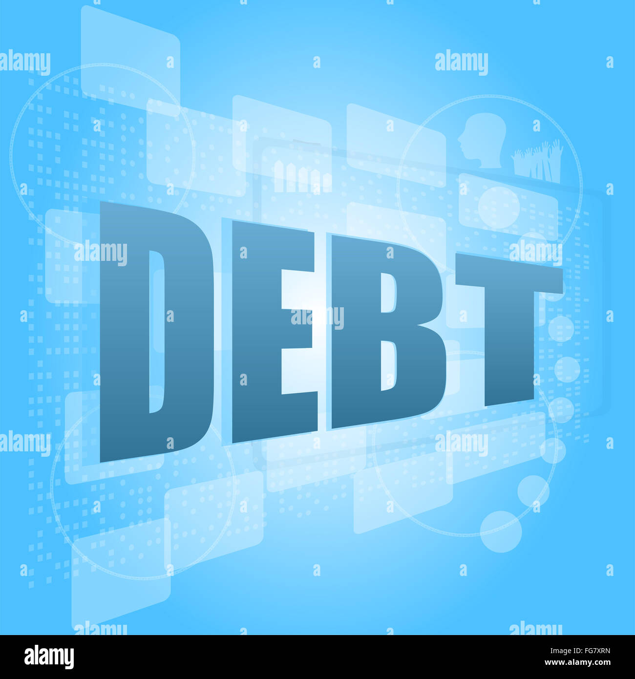 words debt on digital screen, business concept Stock Photo - Alamy