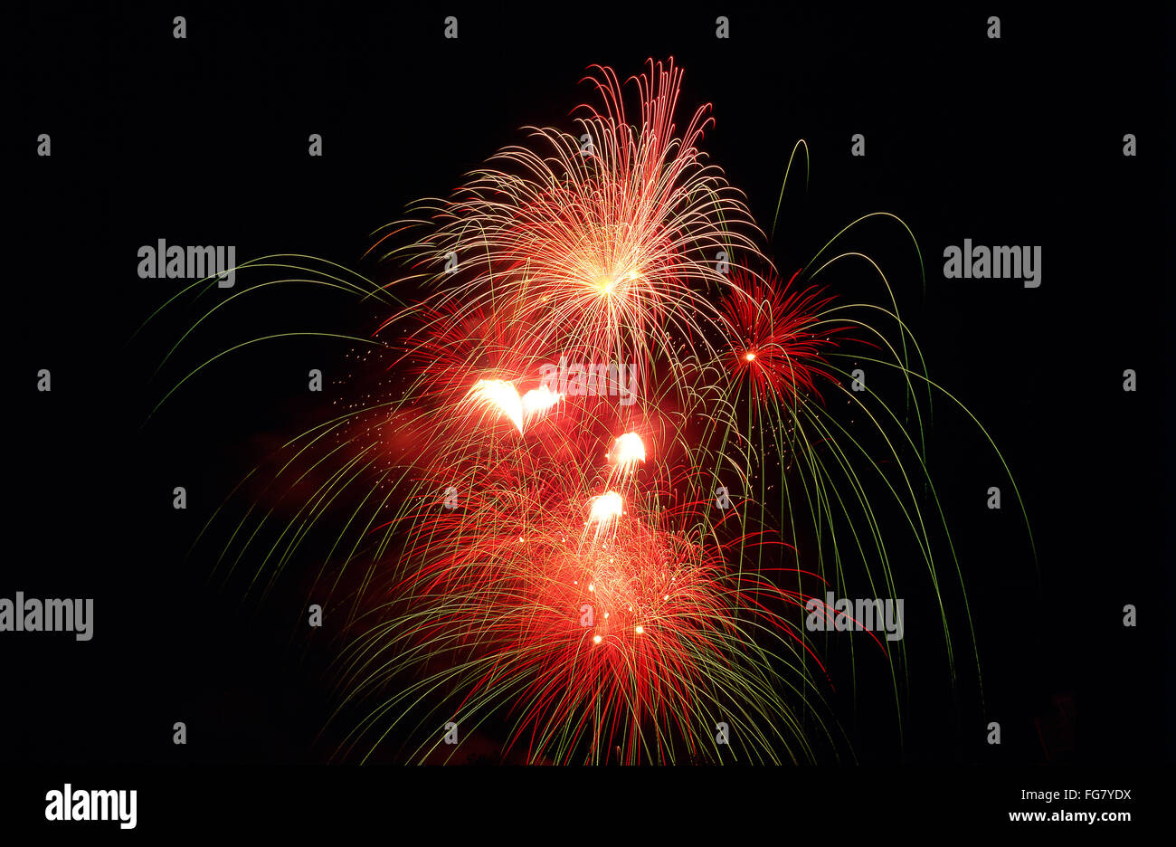 Fireworks display at night, Ascot, Berkshire, England, United Kingdom ...