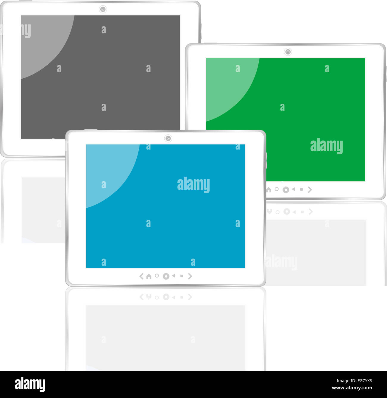 different colored vertical tablet pc set with screen Stock Photo - Alamy