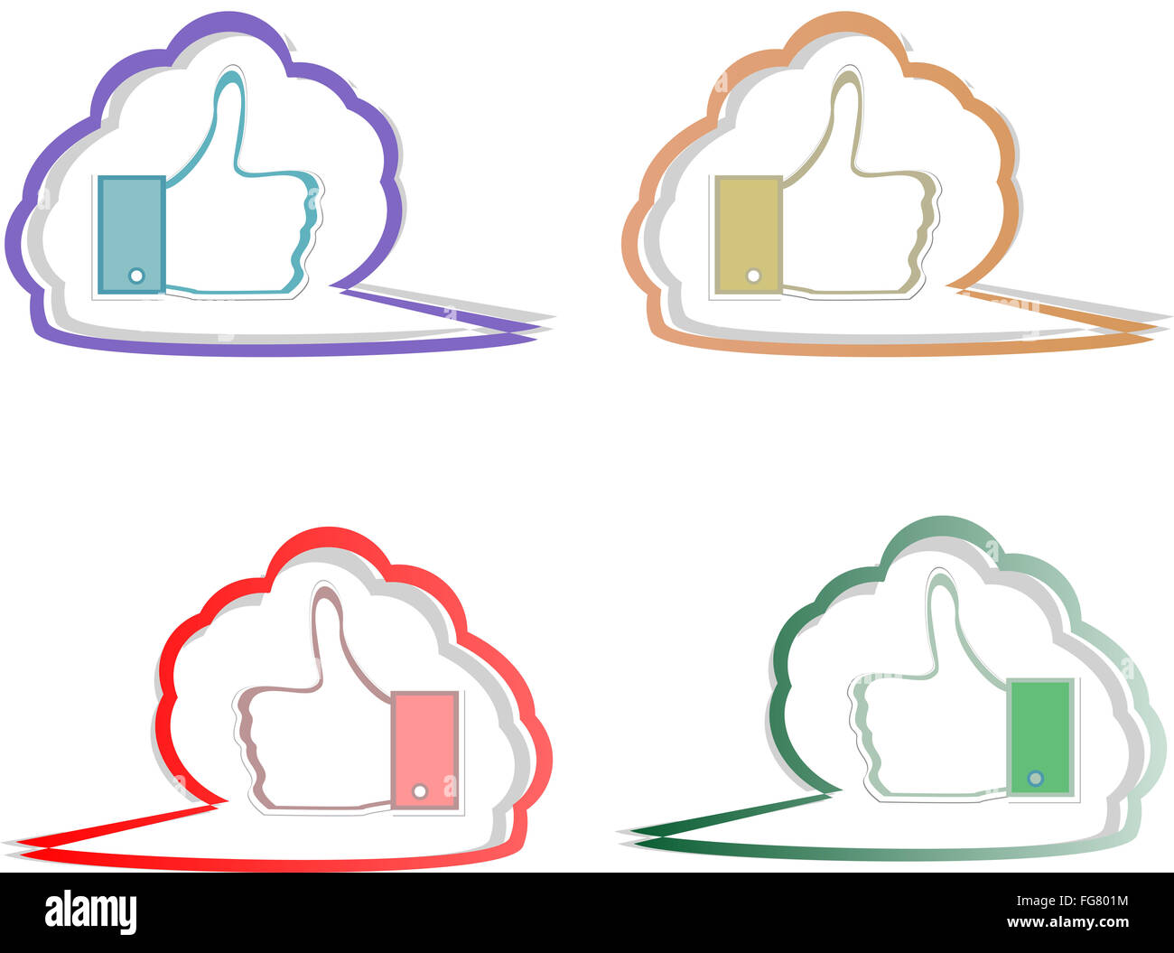 Like labels stickers set on abstract speech bubbles Stock Photo - Alamy