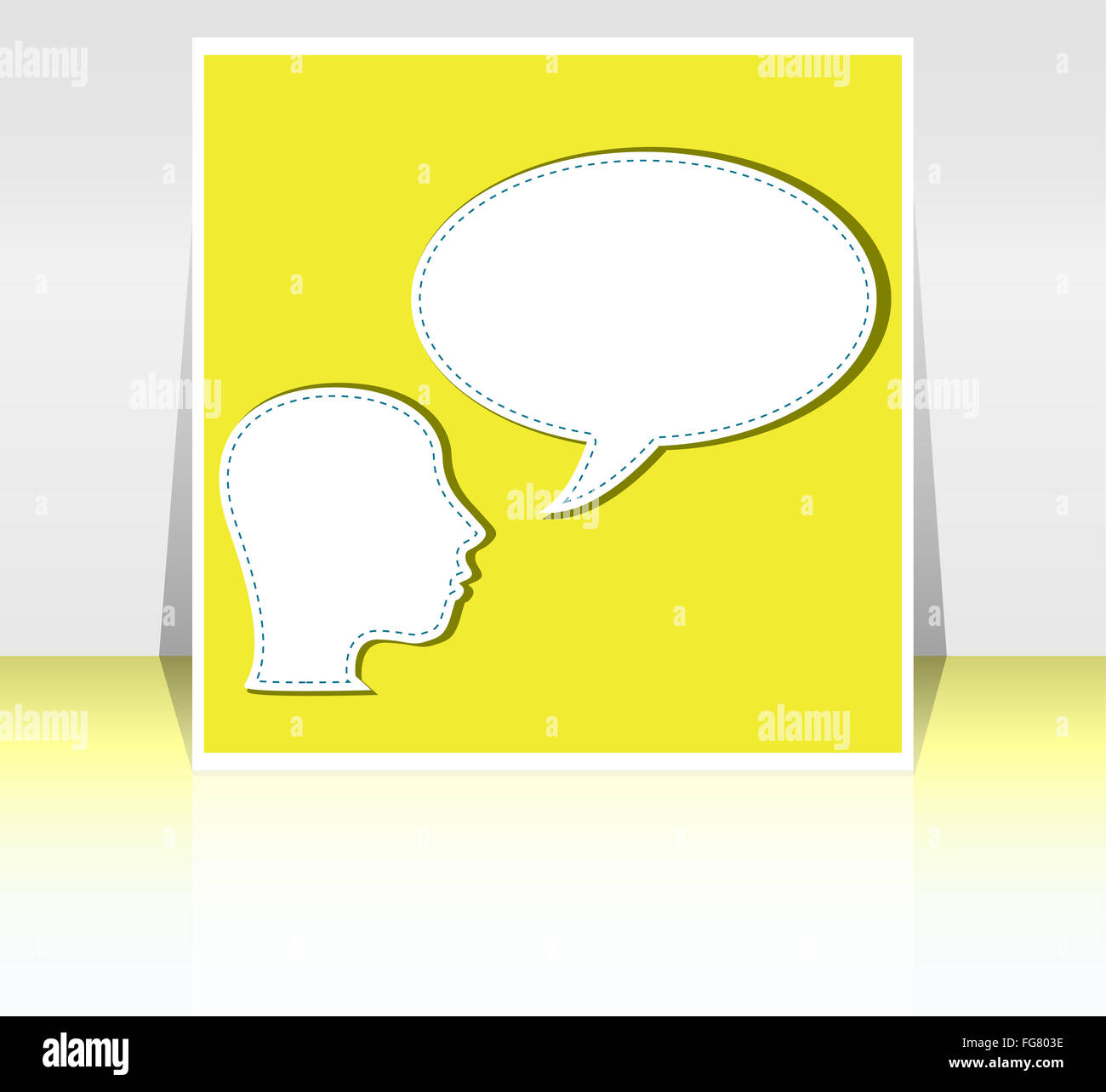 mid adult business man talk in blank speech bubble - background Stock ...