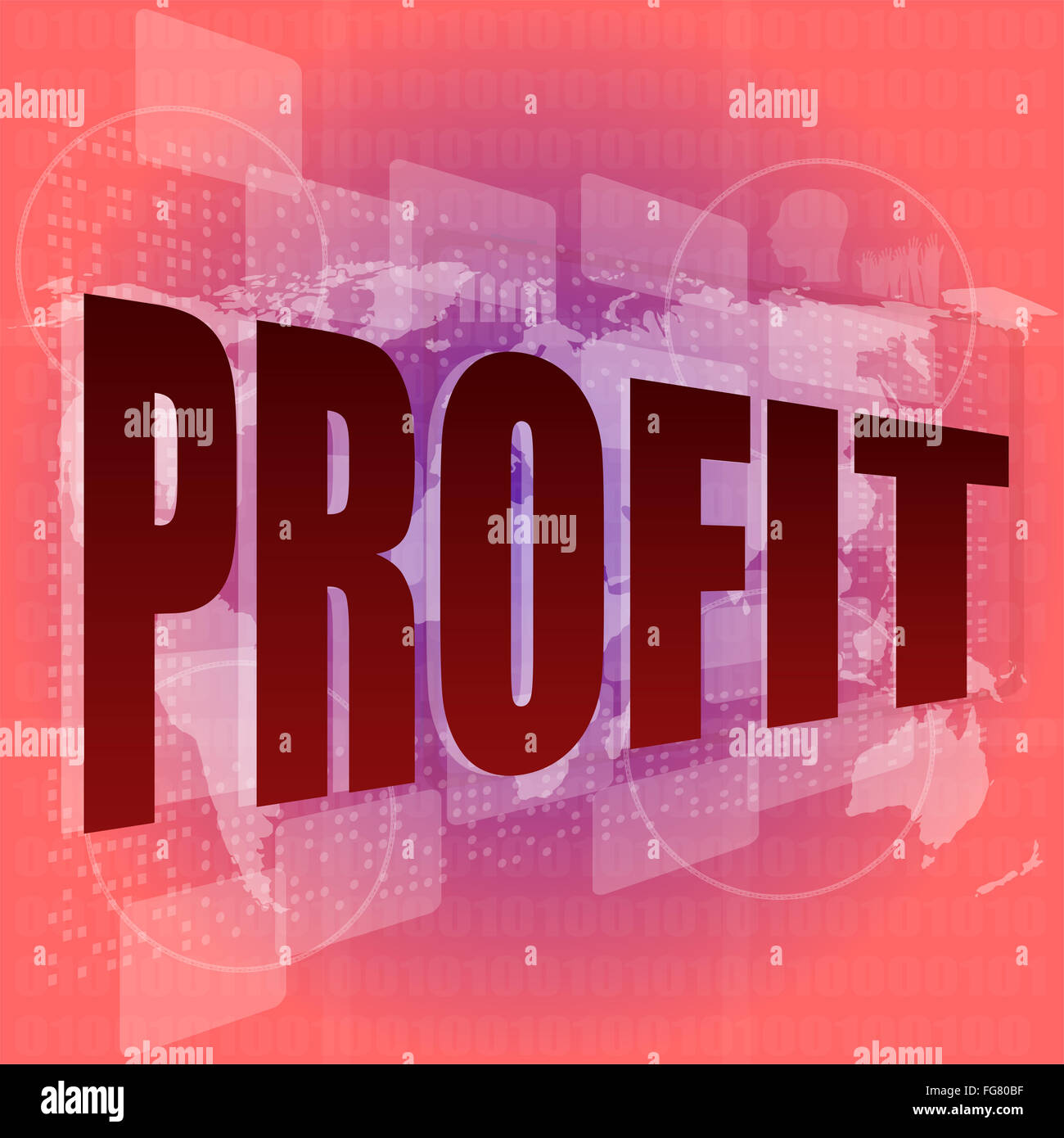 profit word on digital screen with world map - business concept Stock ...
