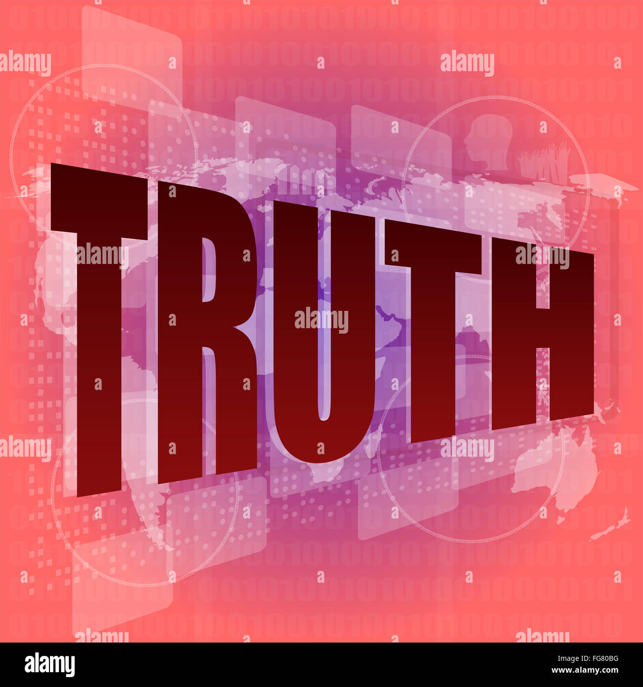 truth word on digital screen with world map - social concept Stock ...
