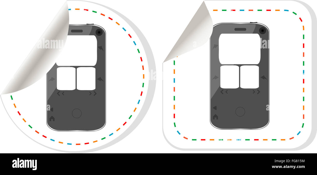 Black smartphone stickers label set Stock Photo - Alamy