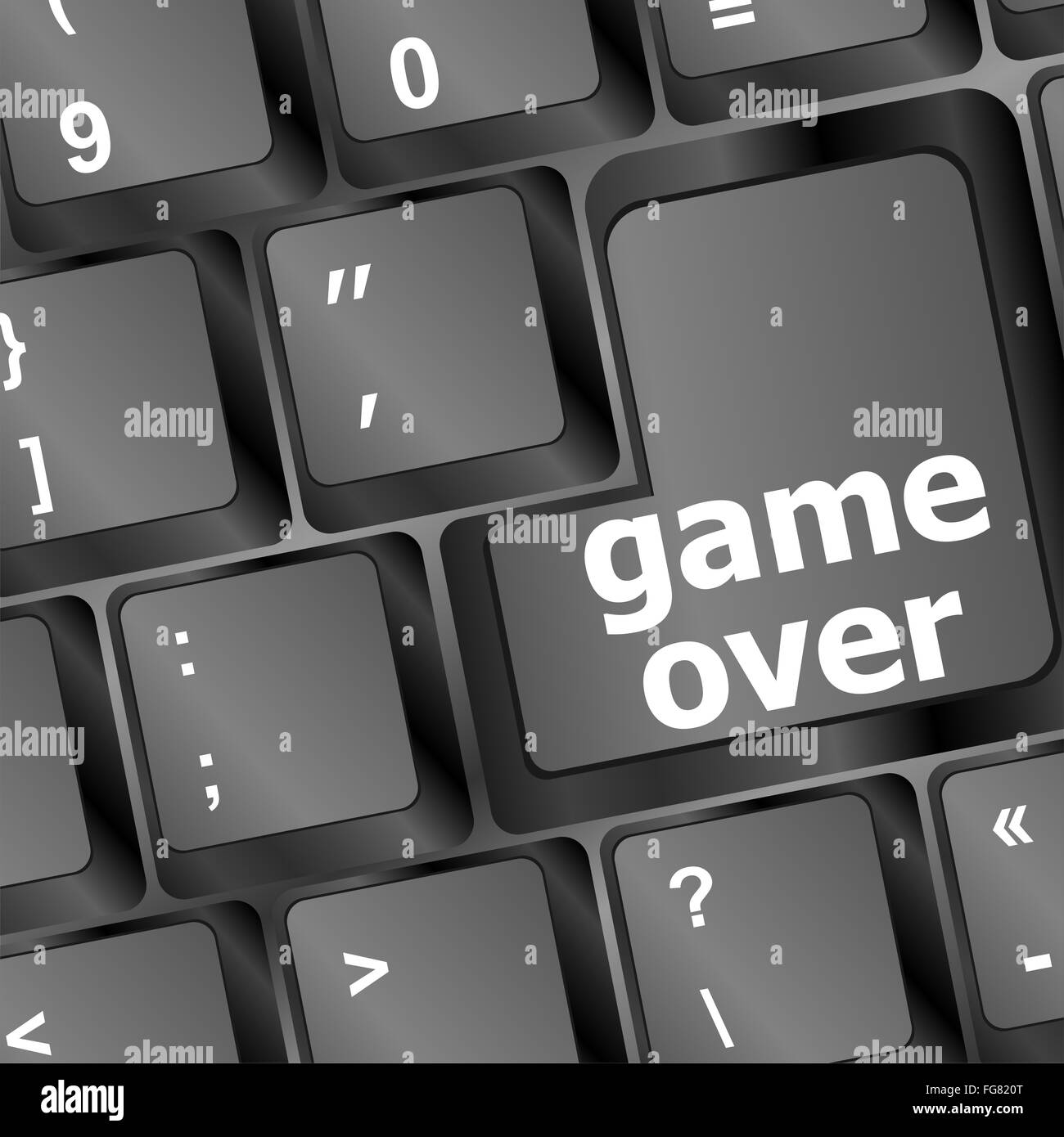 Computer keyboard with game over key - technology background Stock ...