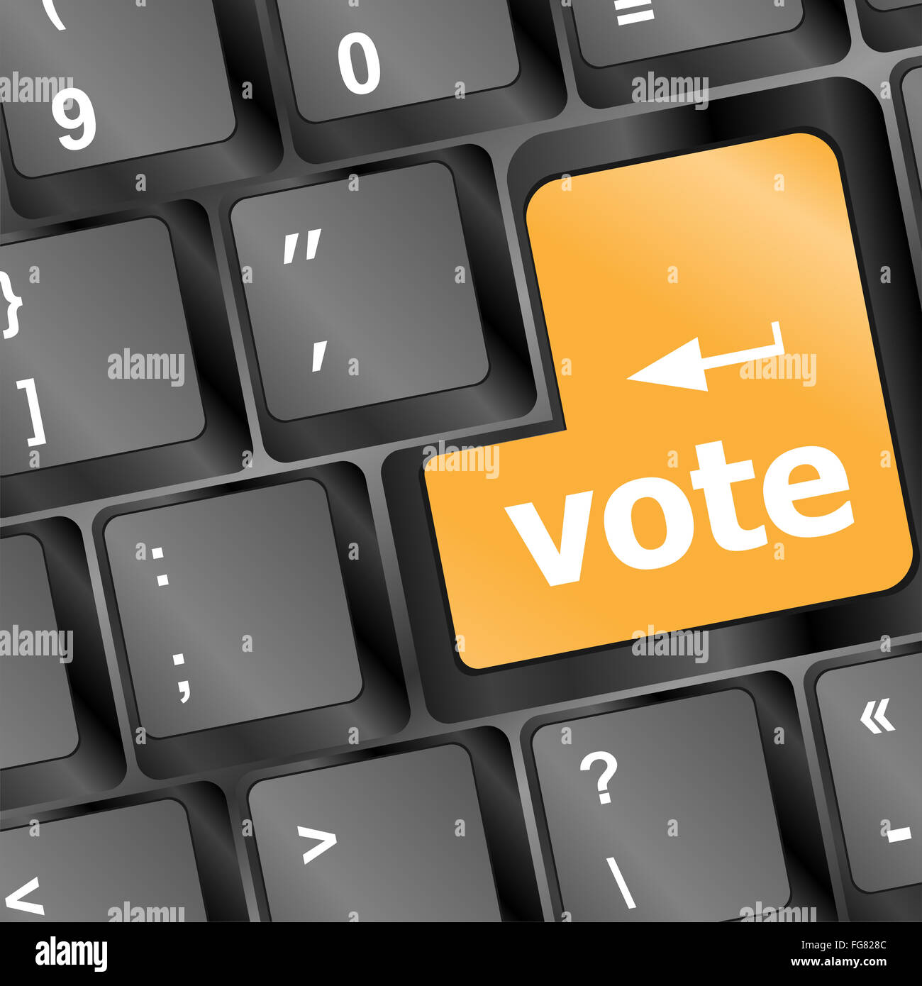 Computer keyboard with vote key, business concept Stock Photo - Alamy