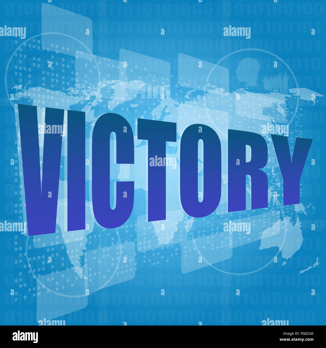 victory word on digital screen with world map Stock Photo - Alamy