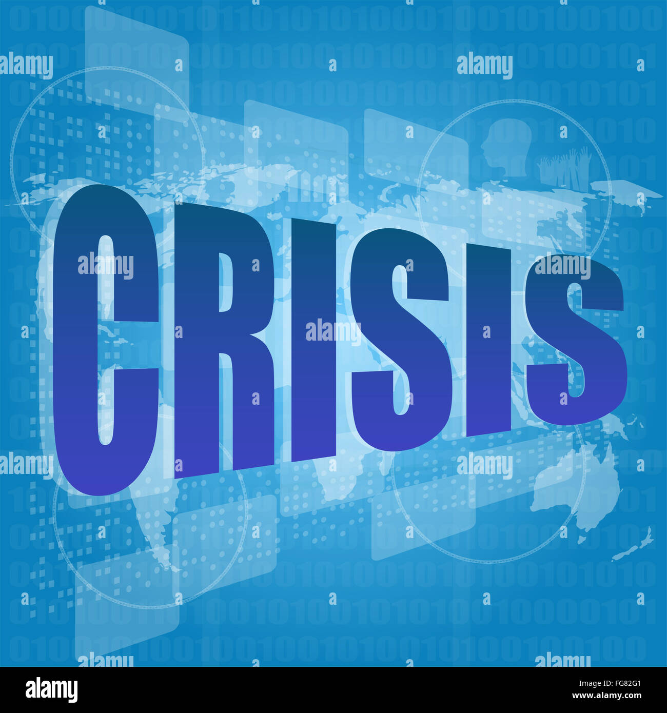 crisis word on digital screen with world map Stock Photo - Alamy