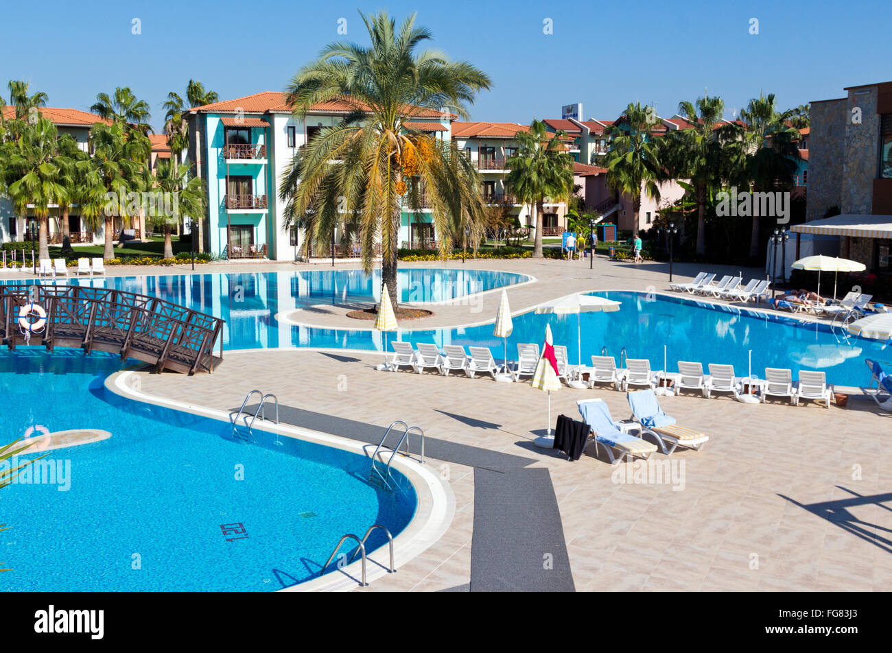 Swimming Pool of a luxury hotel in Side, Antalya, Turkey Stock Photo ...