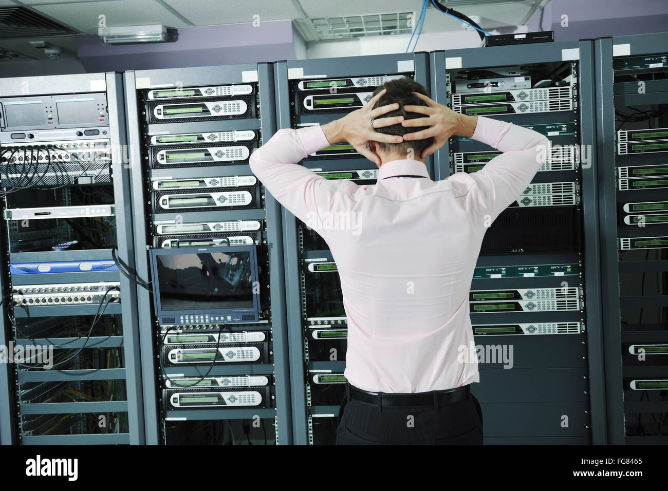 system fail situation in network server room Stock Photo - Alamy