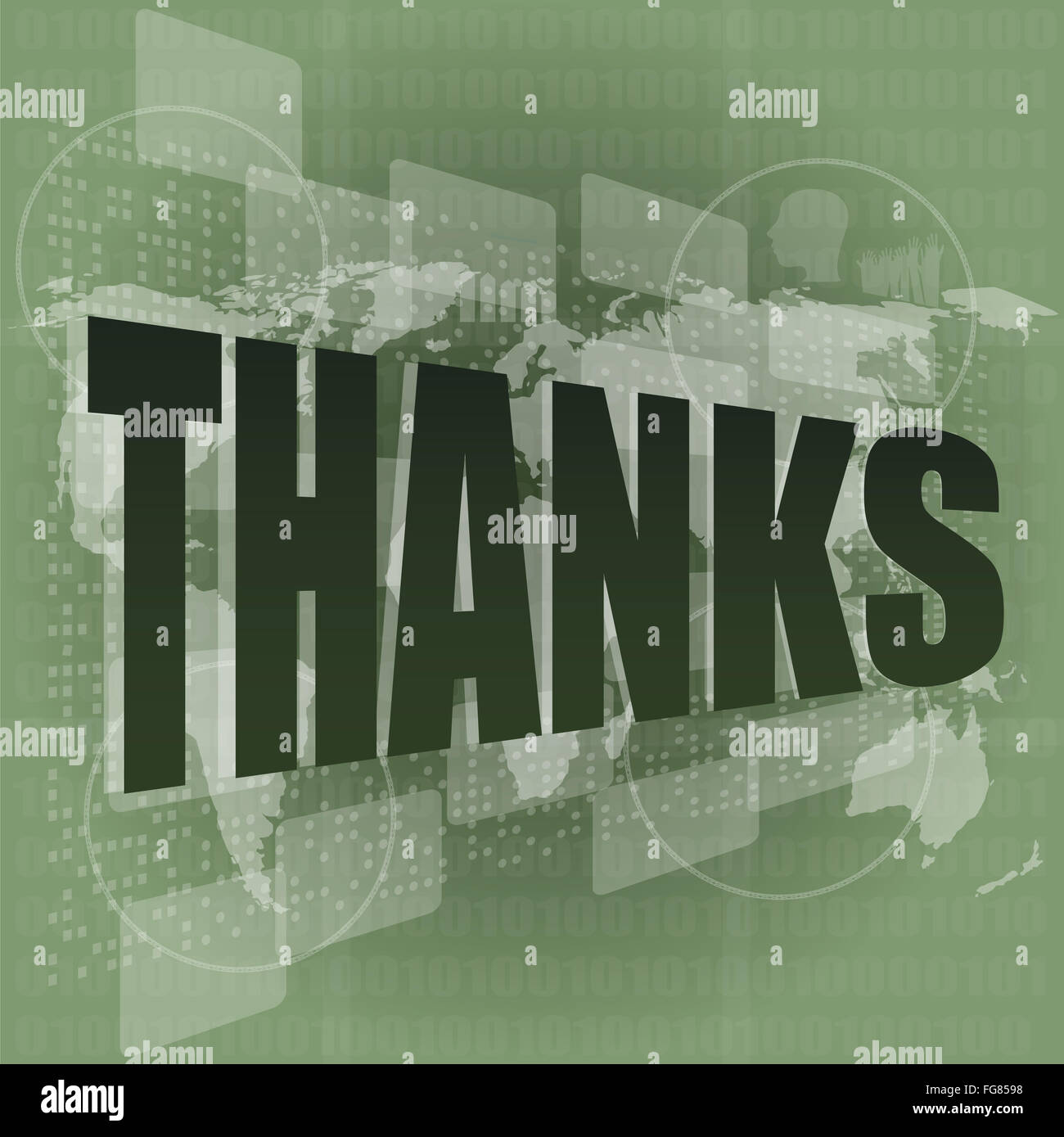 Thank you - thanks word on digital screen - social Stock Photo - Alamy