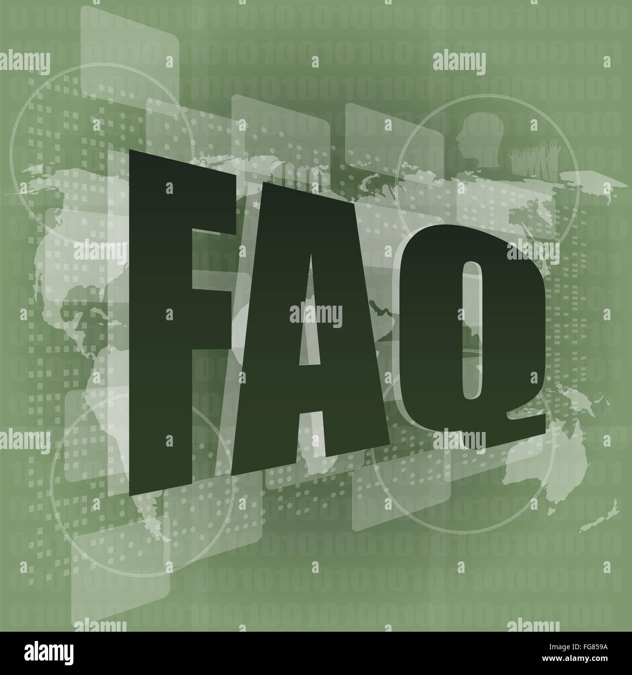 business concept: pixelated words faq on digital screen Stock Photo - Alamy