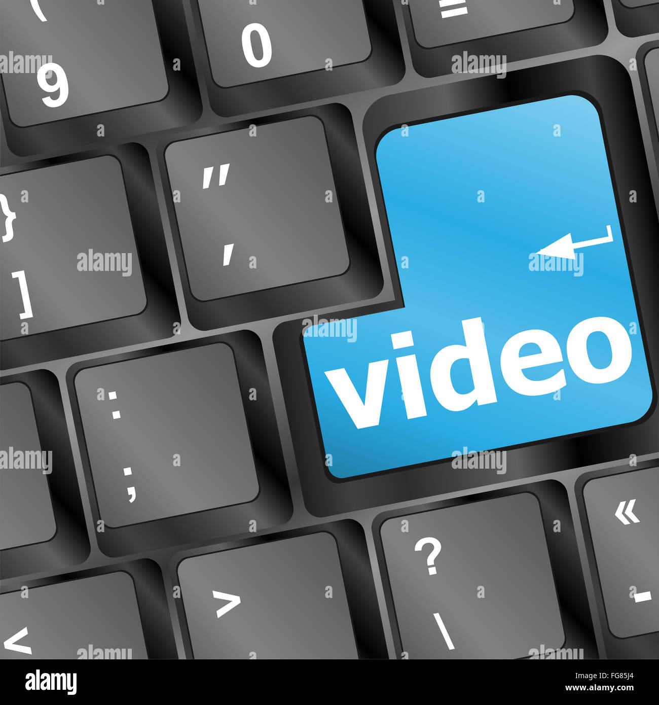 Computer keyboard with video key - technology background Stock Photo ...