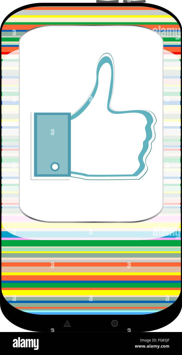 Mobile phone with Like symbol on a white background Stock Photo - Alamy