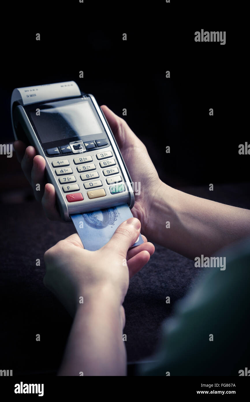 Color image of a POS and credit cards Stock Photo - Alamy