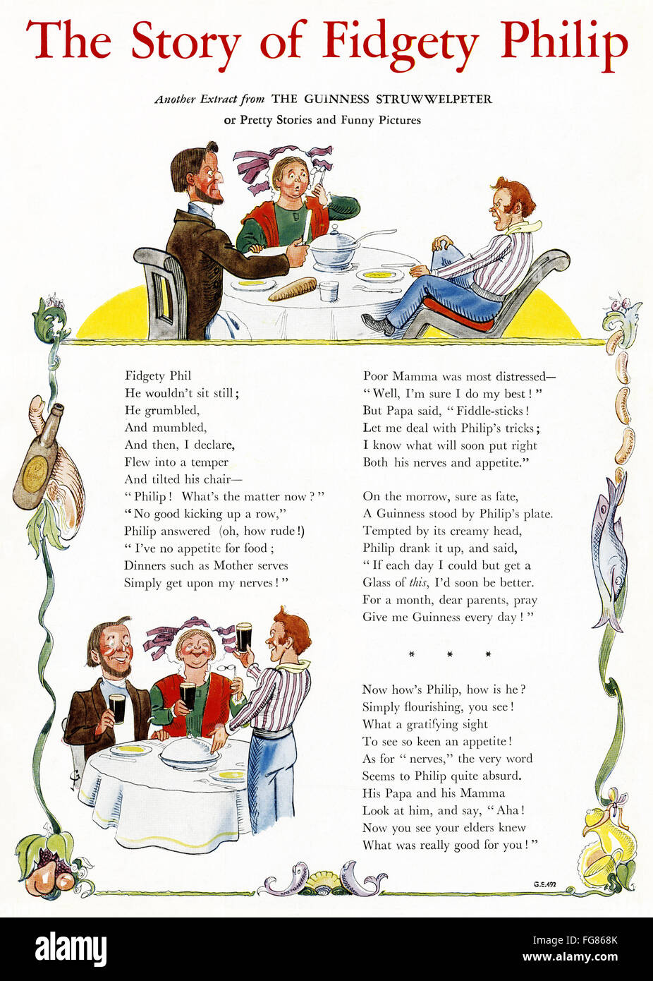 AD: GUINNESS, c1930. /n'The Story of Fidgety Philip.' Lithograph, c1930 ...