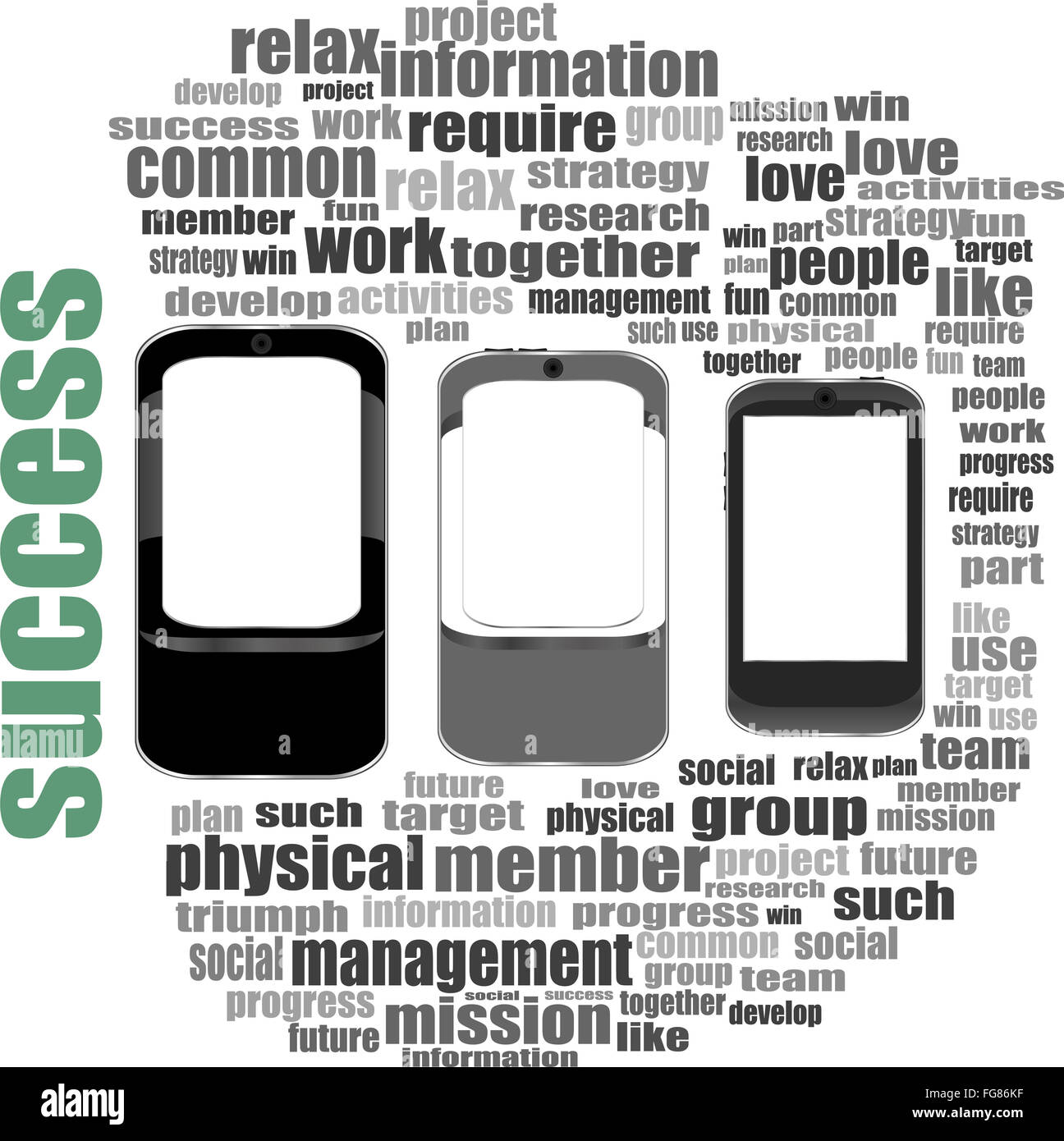 mobile phone set with business words isolated on white Stock Photo - Alamy