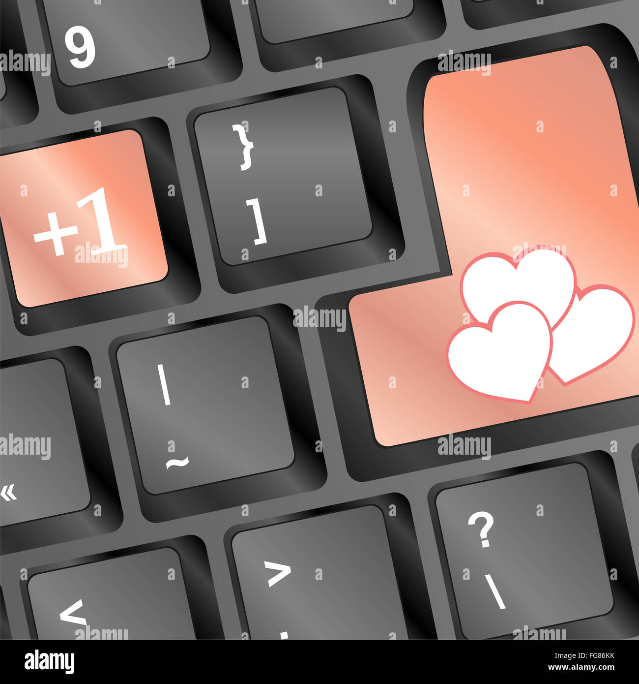 Heart set on black keyboard - valentines day concept Stock Photo - Alamy