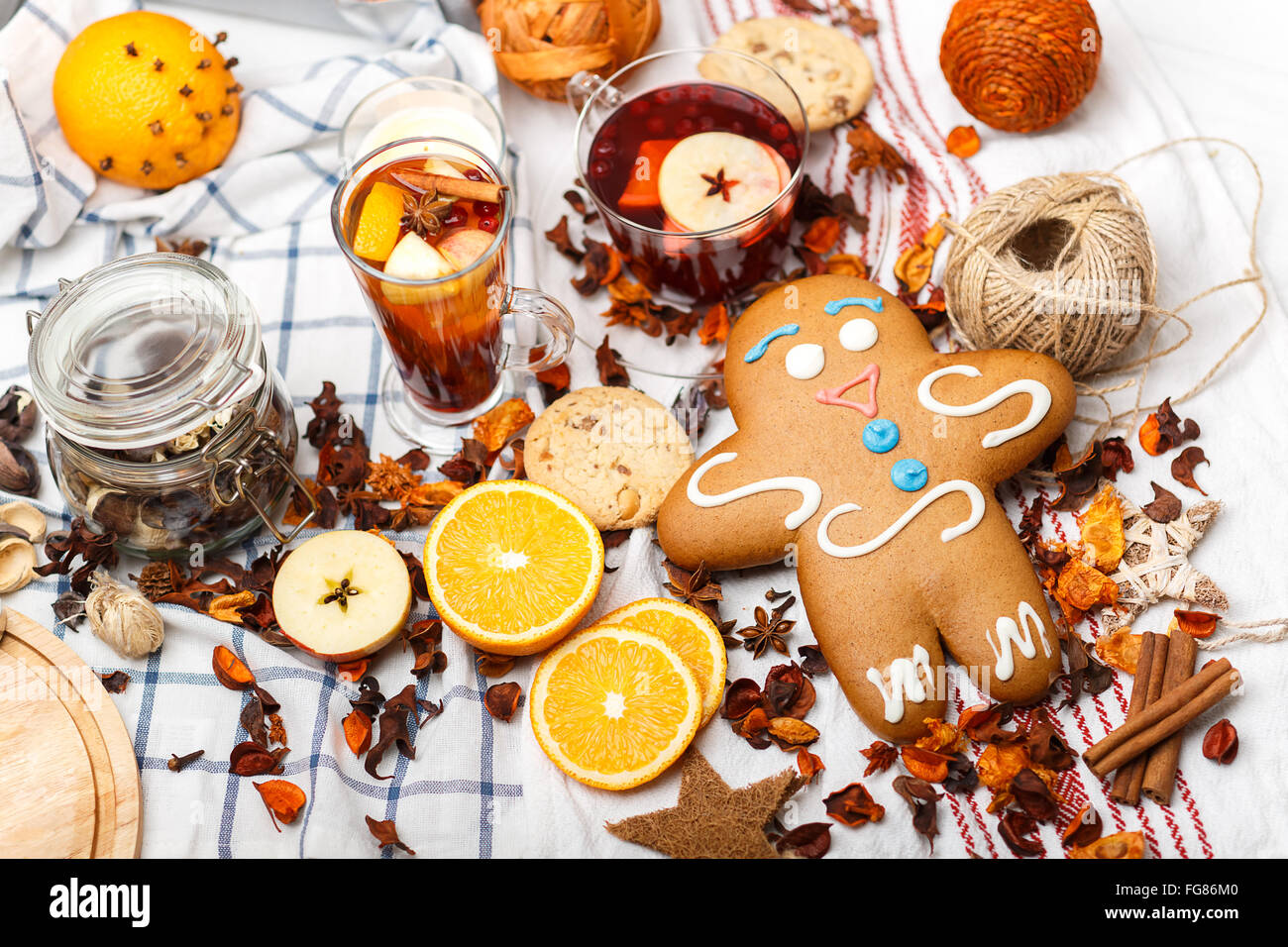giant gingerbread among pieces of fruits and spices Stock Photo - Alamy