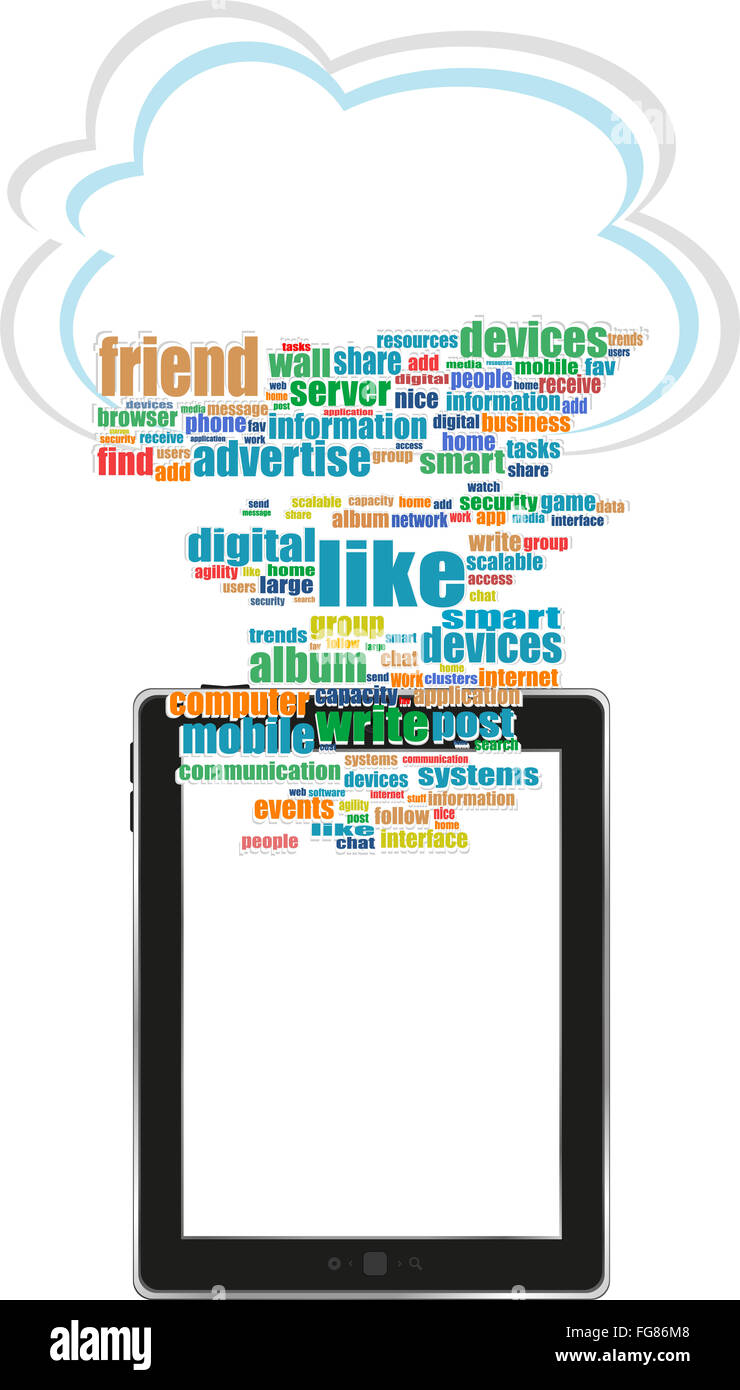 Cloud storage concept in word business collage with tablet pc Stock ...