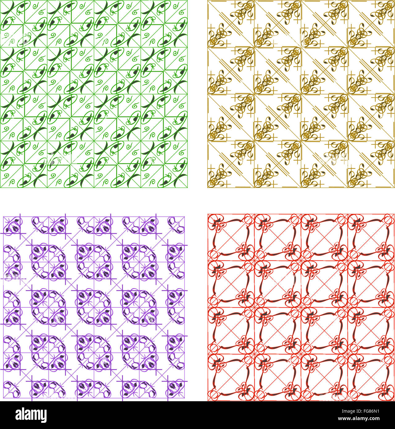 Seamless wallpaper pattern, set of four colors Stock Photo - Alamy