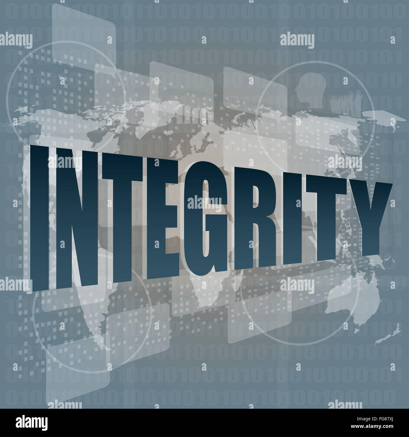 search button to find integrity word on a touch screen interface Stock ...