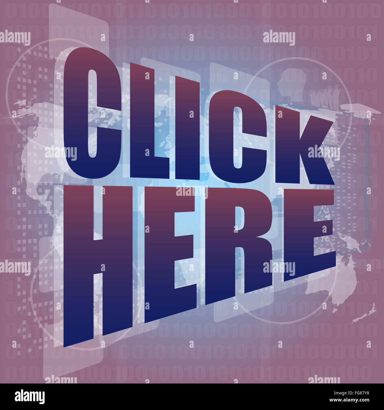 Backgrounds touch screen with click here word Stock Photo - Alamy