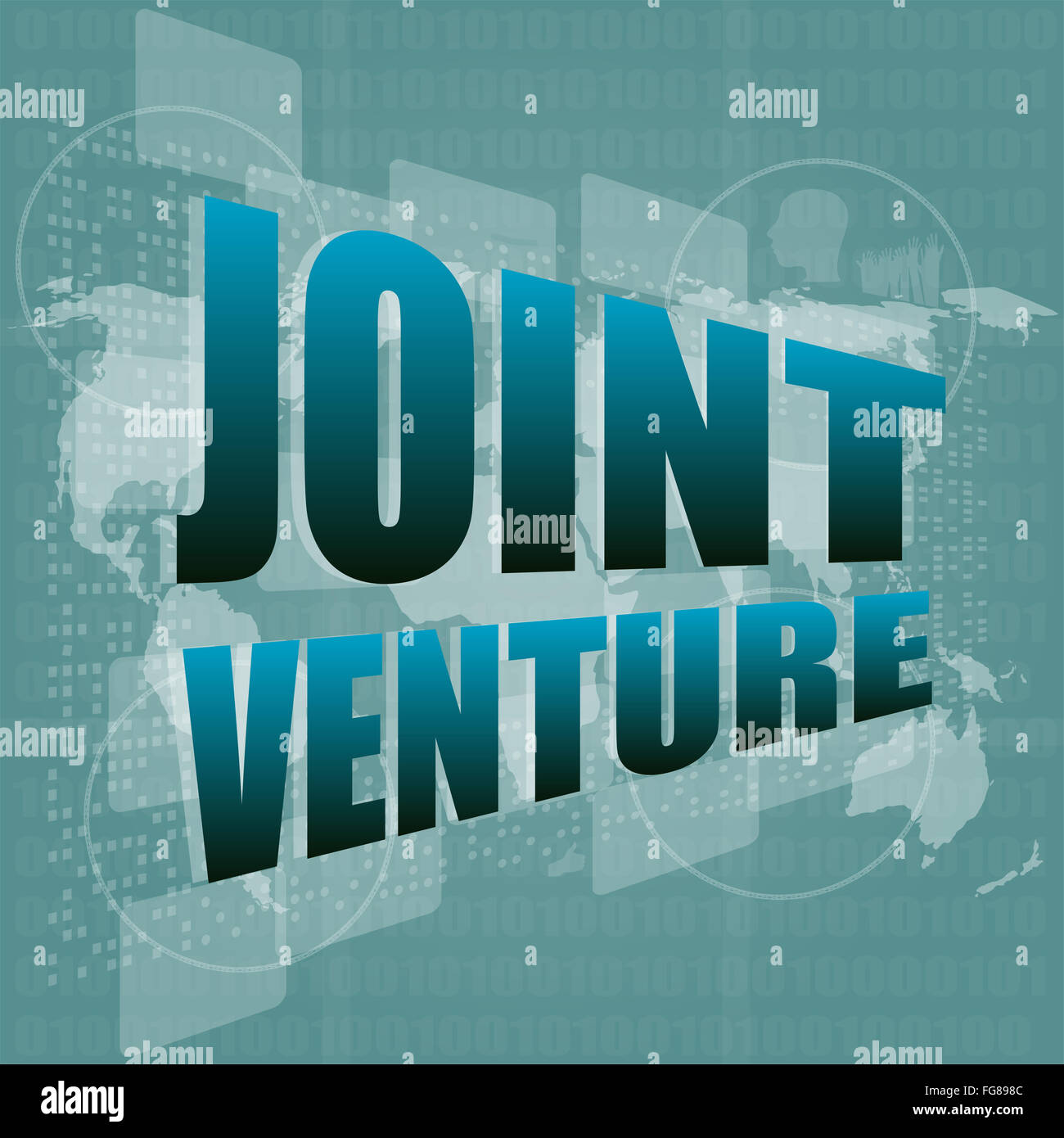joint venture words on digital screen background with world map Stock ...
