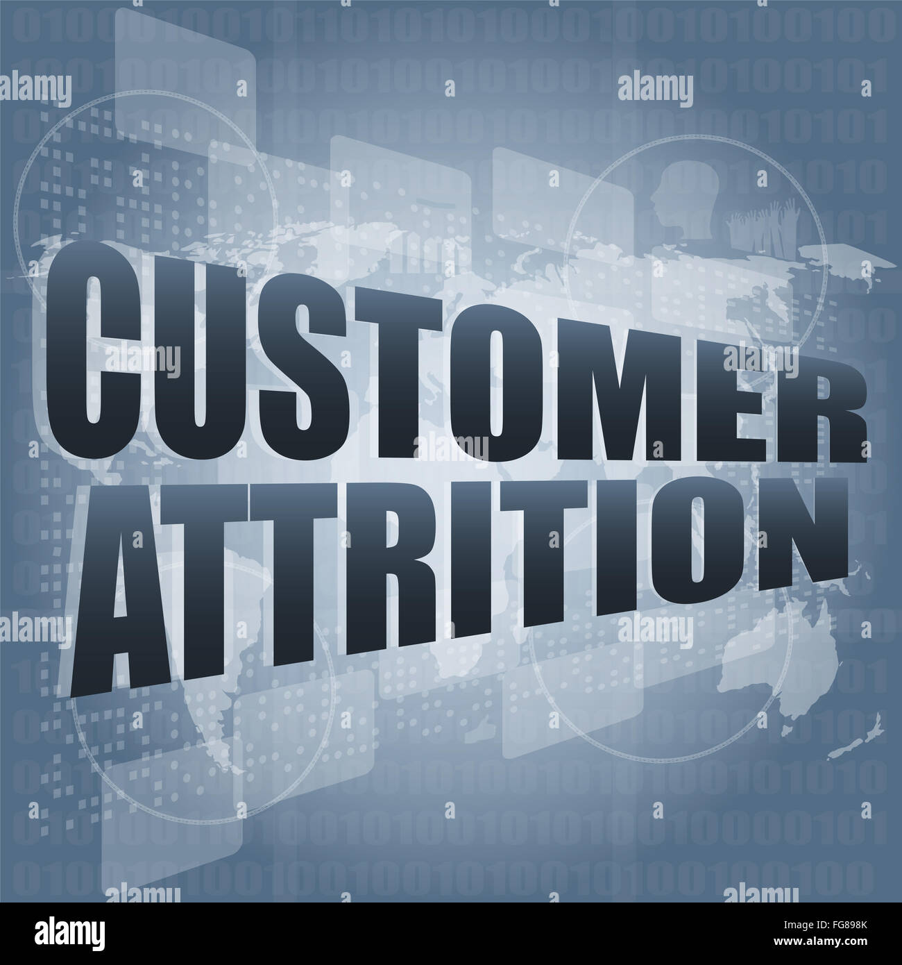 customer attrition words on digital screen with world map Stock Photo ...