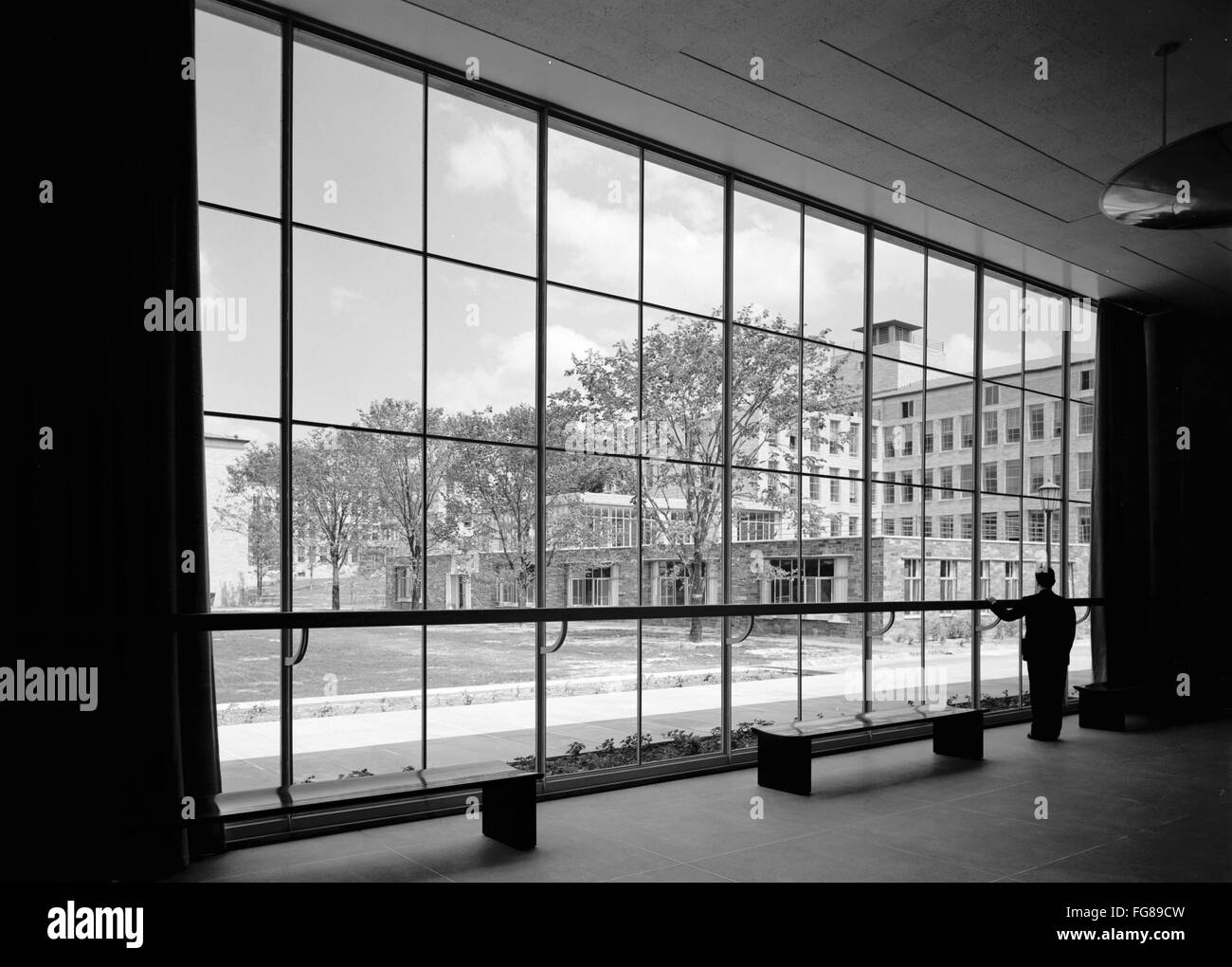 BELL LABORATORY, 1942. /nView through foyer window at the Bell Telephone Laboratory in Murray ...