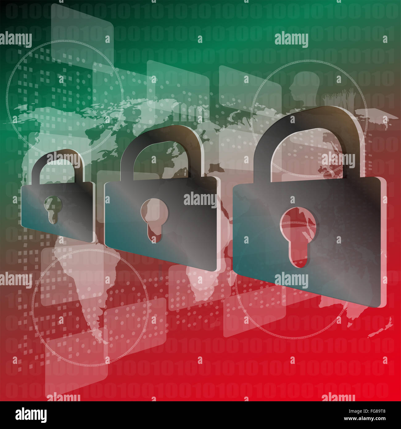 Security concept: Lock on digital screen, contrast, 3d Stock Photo - Alamy