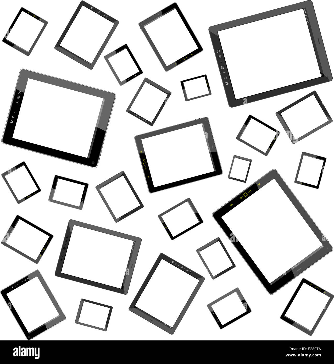 Tablet PC set isolated on white background. seamless pattern Stock ...