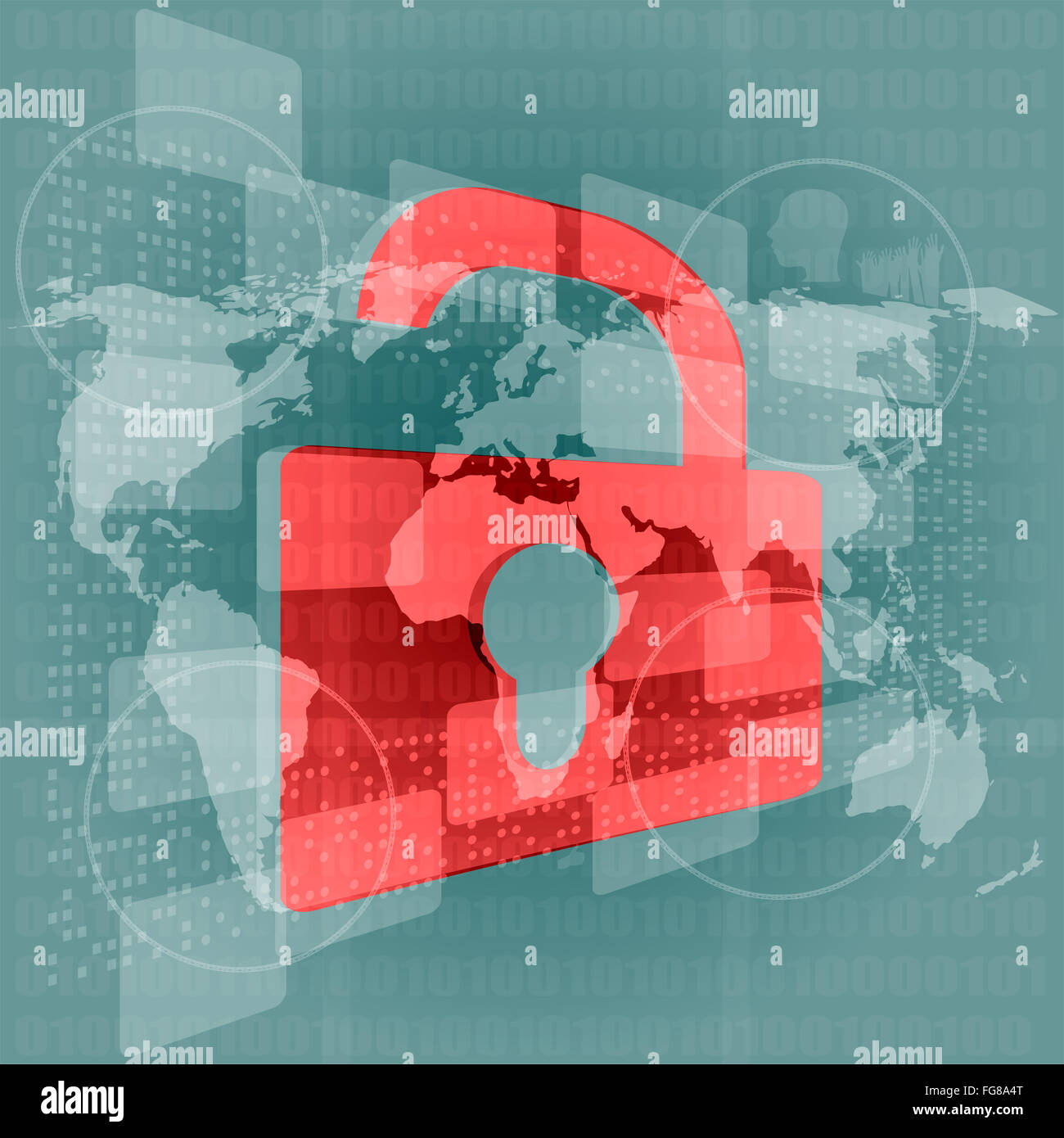 Security concept: Lock on digital screen, contrast Stock Photo - Alamy