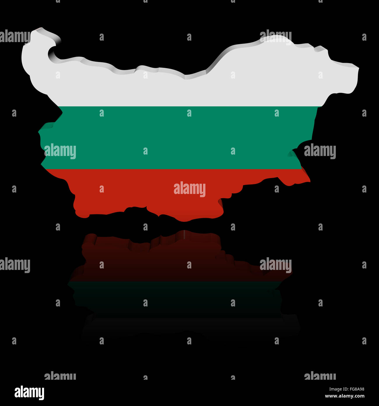 Bulgaria map flag with reflection illustration Stock Photo - Alamy