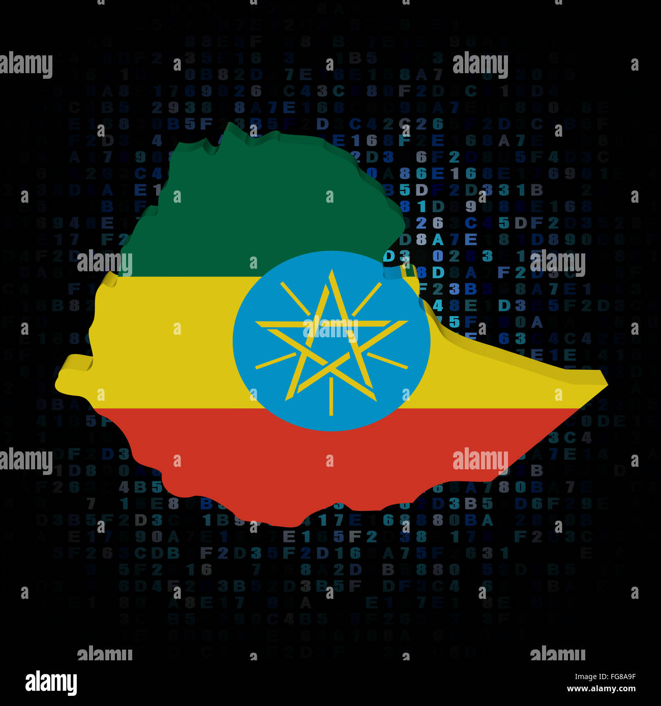 Ethiopia map flag on hex code illustration Stock Photo - Alamy