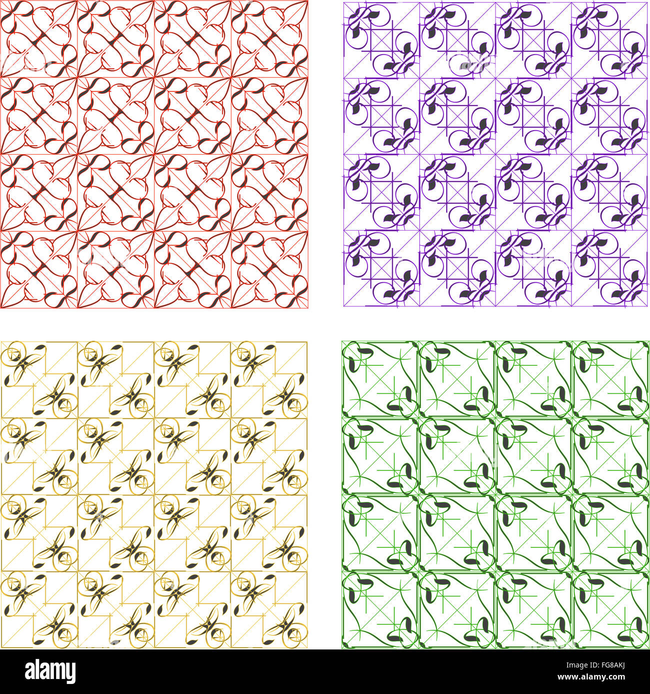 Seamless wallpaper pattern, set of four colors Stock Photo - Alamy